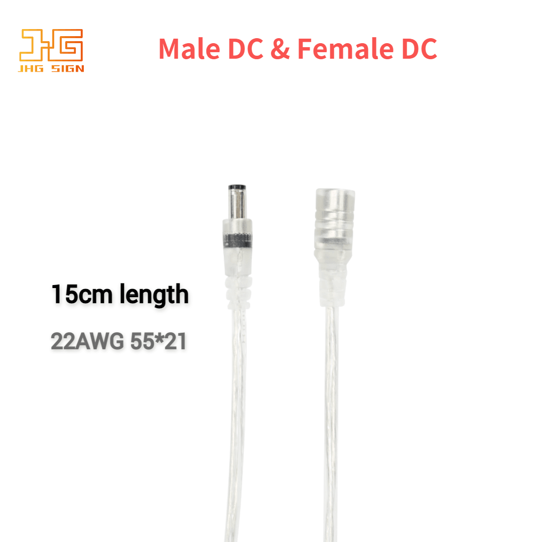 5pcs Male Female DC Connector 150mm Length Transparent Cable 20AWG Pow ...