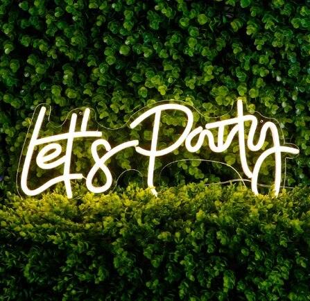 Lets Party Neon Sign LED Lamps Garden Birthday Celebrate Party Art Wal ...