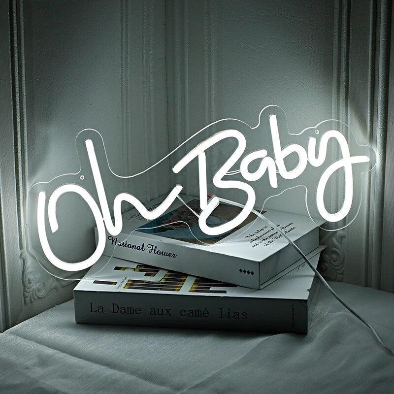 Neon Sign Custom Oh Baby LED Light Party Flex Clear Acrylic Neon Sign ...
