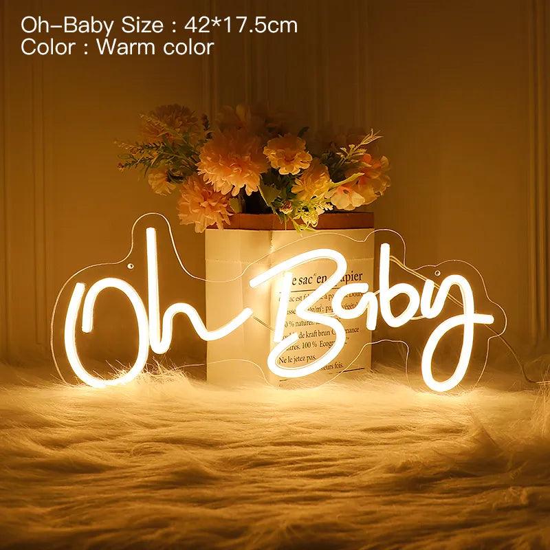 Neon Sign Custom Oh Baby LED Light Party Flex Clear Acrylic Neon Sign ...